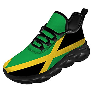 Ciadoon Jamaica Shoes for Women Men Jamaica Jamaican Flag Tennis Sneakers Running Walking Shoes Gifts for Her Him,Size 8 Men/10 Women Black