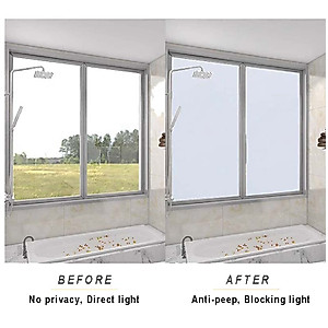 Window Privacy Film 17.7'' x 118'' Frosted Window Glass Film One Way Privacy Window Film Static Guard Window Tinting Film for Home Non-Adhesive Bathroom Door Covering Heat Blocker Sticker, Pure