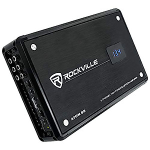 Rockville ATOM 8B 8 Channel 3500 Watt Marine/Boat Amplifier Bundle with Rockville RWK42 4 Gauge 4 Chan Car Amp Wiring Installation Wire Kit & Rockville RTR172 17 Foot RCA Cable Split Pin (3 Items)