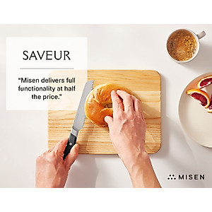 Misen Serrated Bread Knife - 5 Inch, High Carbon Stainless Steel, Japanese AUS10 - Best for Sourdough, Challah, Watermelon - Bread Slicer Knife, Chef - Bread Bowl, Handmade, Homemade Bread, Black