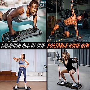 LALAHIGH Portable Exercise Equipment with 22 Gym Accessories, 25 in 1 Push Up Board Fitness,Pushup Board Work from Home Fitness with Resistance Bands, Ab Roller Wheel,Full Body Workout at Home for Men and Women