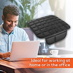 Trobo Seat Cushion, Non-Slip PU Leather Car Support Pillow for Driving Seat with 2 Pocket Organizer, Memory Foam Comfort Chair Pad Protector for Lower Back Pain Relief, for Long Trips, Home & Office