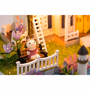 Flever Dollhouse Miniature DIY House Kit Creative Room with Furniture for Romantic Valentine's Gift (Spring Florid)