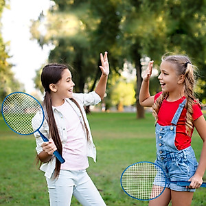 High Bounce 3 in1 Outdoor Games Combo Set for Kids, with Badminton Rackets Set, Toss and Catch Ball Set, Sliding Zoom Ball Game, Mesh Bag, Birdies, and Tennis Ball Included