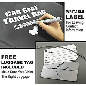 Car Seat Travel Bag for Air Travel - Profaster Airplane Carseat Gate Check Bag Backpack, Fold with Attached Carry Bag, Gray