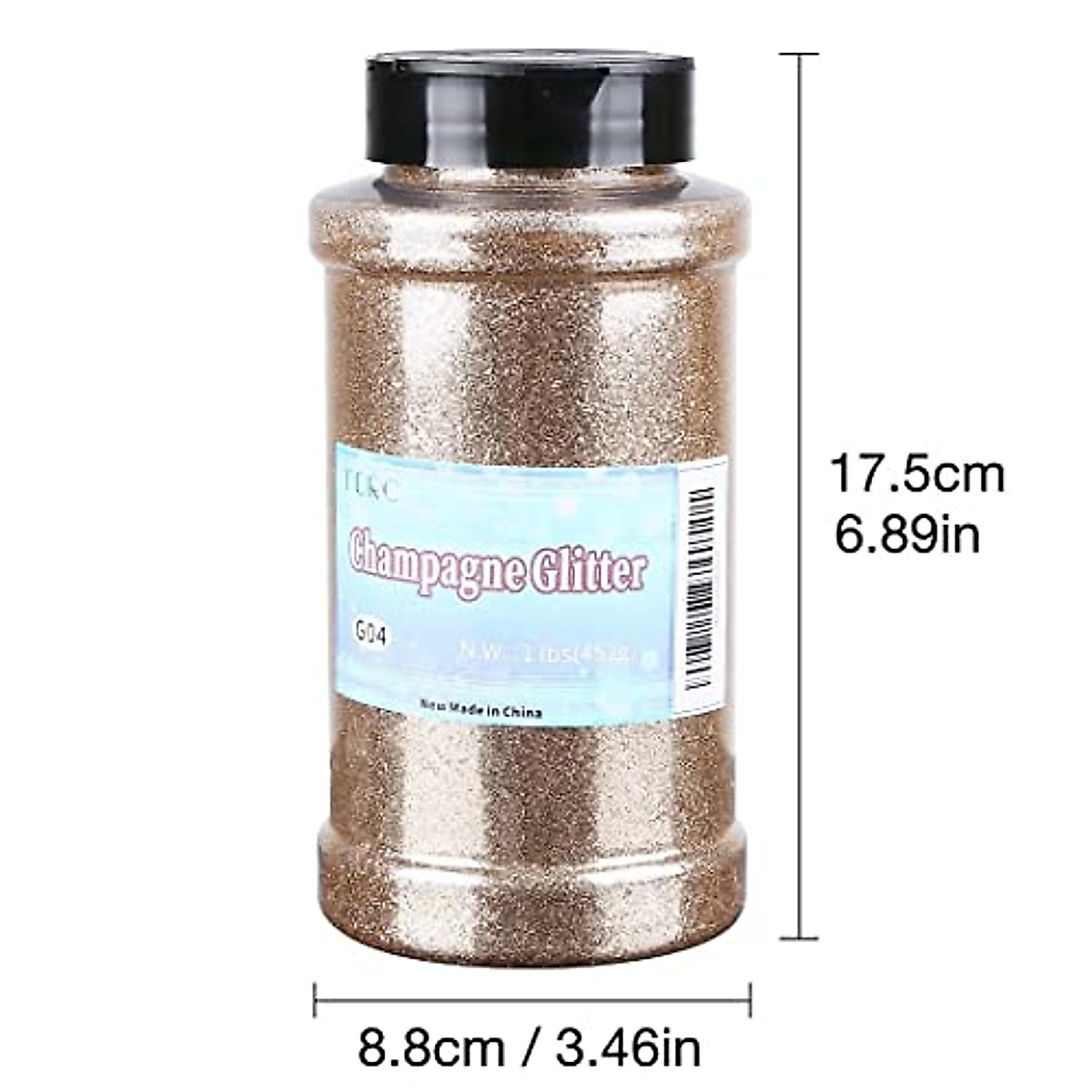 TORC Champagne Fine Glitter 1 Pound 16 OZ Glitter Powder for Tumblers Resin Crafts Slime Cosmetic Nail Painting Festival Decoration