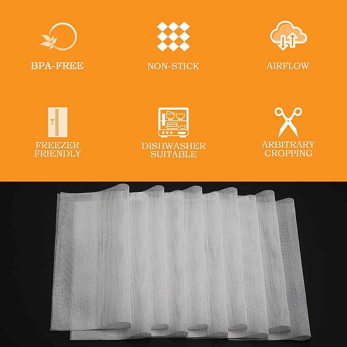 Kispog Silicone Dehydrator Sheets for Food Dehydrator & Freeze Dryer. 20 Pcs/Sets 14x14 in