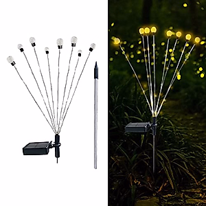 Camidy 2 Pack Solar Garden Lights, Solar Powered Firefly Lights Outdoor Waterproof, Solar Starburst Swaying Lights, Solar Outdoor Decor Lights for Pathway, Landscape, Yard, Patio