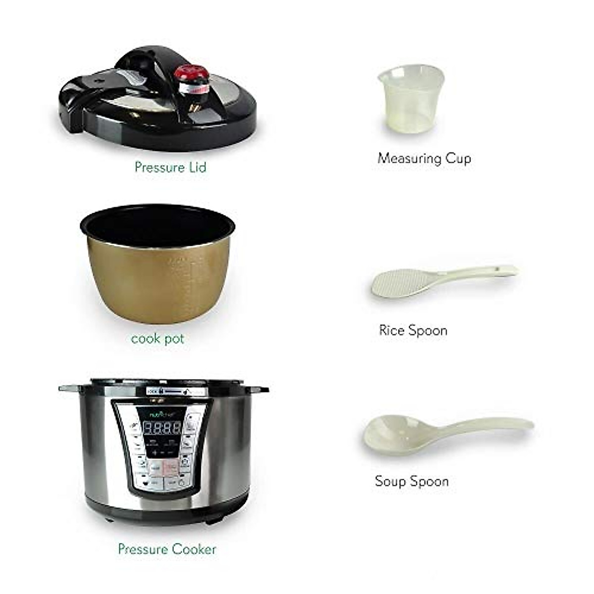 NutriChef Electric Pressure 5 Quart Programmable Multi-Cooker with Digital Display | R Accessory, 5 Qt Capacity, Stainless Steel