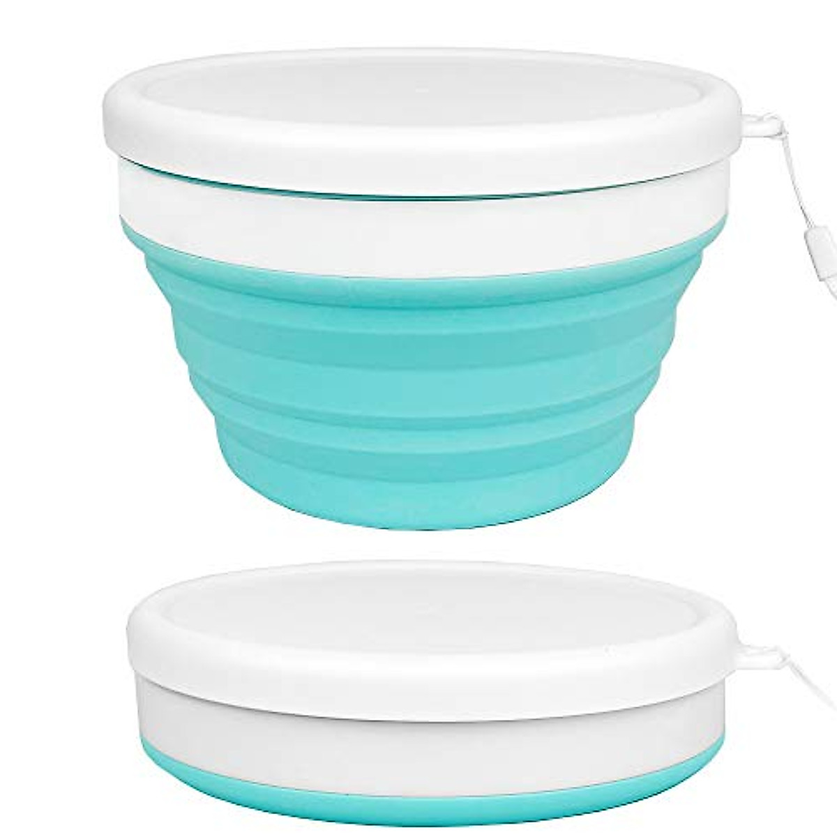 ECOmorning 30oz/900ml Silicone Collapsible Bowls Silicone Food Storage Containers with Lids Collapsible Lunch Box Containers, Microwave, Freezer Safe