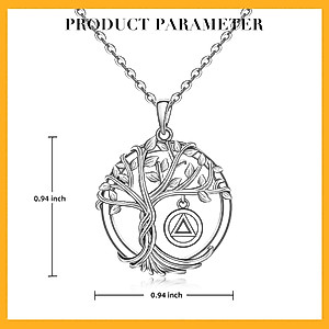 Sobriety Necklace for Women Sterling Silver Tree of Life Necklaces Symbol Pendant Recovery Alcoholics Sobriety Healing Jewelry Gift