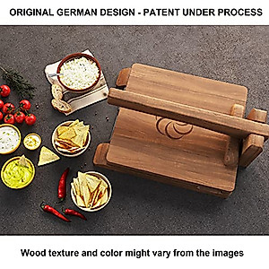 panan Wooden Tortilla Press Mexican Tortillera Presser Made from Natural Food-Grade Acacia Wood - Large Wood Pataconera with 50 Pieces Parchment Paper, Dough Cutter and Recipes eBook (Square 10")
