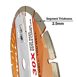 FEWELL 9 Inch Diamond Blade, Segmented General Purpose Blade Dry/Wet Cutting Concrete, Masonry, Brick, Block，Stone (3 Packs)