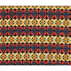 HollandaisWax African Fabric 5 Meters Ankara Print Polyester Kente Fabric for DIY Craft Party Dress 6604