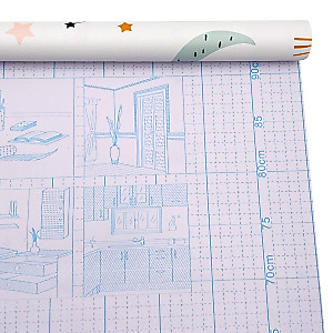 Yifasy Drawer Shelf Liner Moon Stars Self-Adhesive Furniture Inner Lining Paper Sheet Removable Kids Wallpaper Roll 118x18 Inch