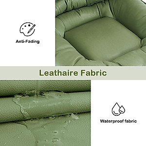 MCombo Swivel Accent Chair with Height Adjustment, Upholstered Desk Chair for Living Room Office 4473 (Green, 4-Star Base)