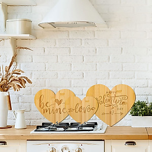3 Pcs Valentine's Day Heart Shaped Cutting Board Wood Bamboo Serving Board 13in 11in 8.3in Charcuterie Bread Board Cheese Serving Platter for Valentine's Day Wedding Anniversary Birthday (Romantic)