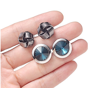 Akeoqi 6 Pairs Cufflinks for Men Classic Tone Cufflinks Striped Disc Square CZ Spherical Knot Rectangle Cuff Links Shirt Suit Cufflinks