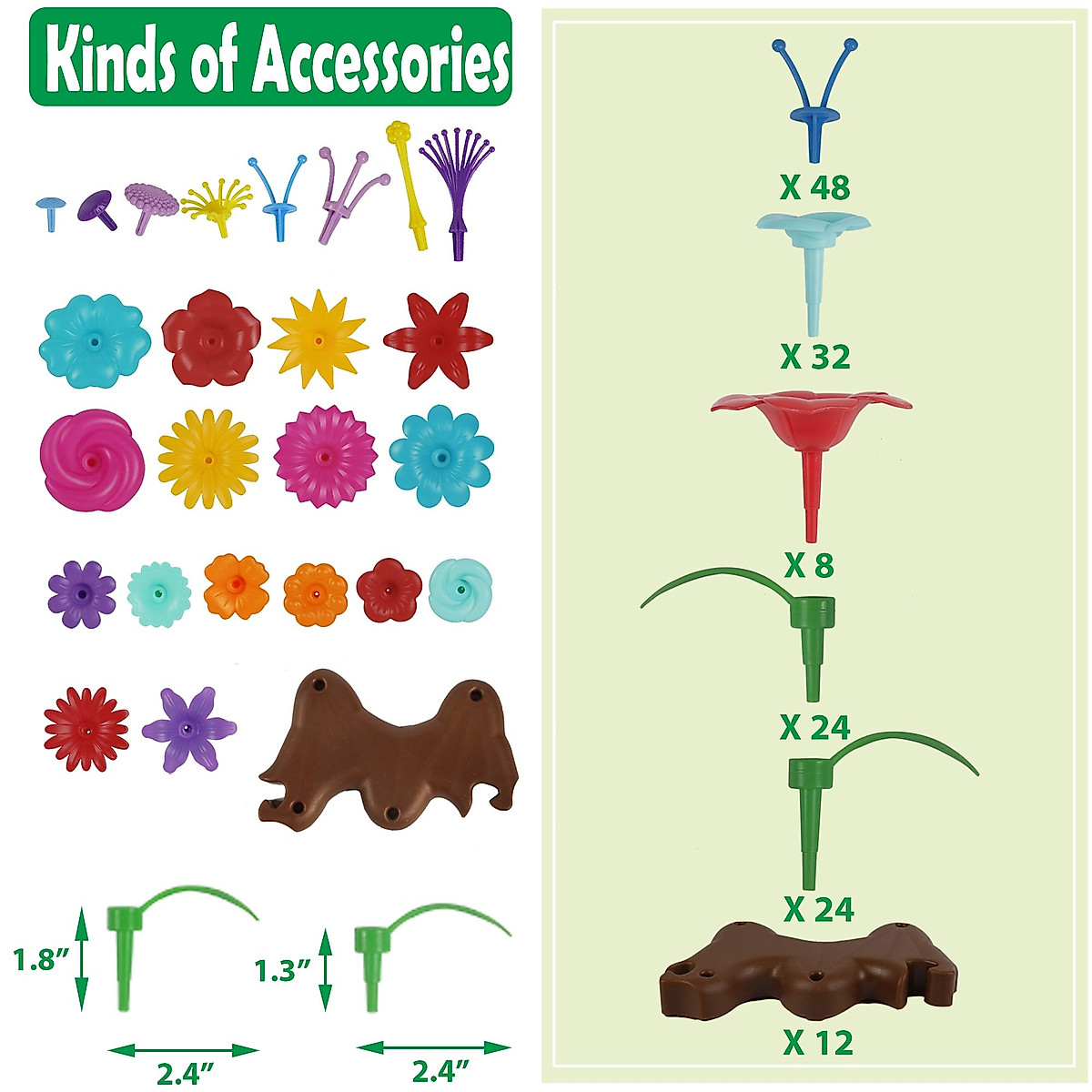 Cllayees 148 Pcs Flower Garden Building Toy Set for Kids, Building Blocks Pretend Gardening Set Preschool Educational Activity Stem Flower Garden Stacking Game Gift for Boys Girls Age 3-7 Year Olds