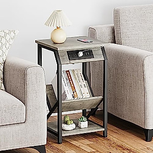 Amyove Charging Station End Table, Grey