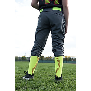 MadSportsStuff Softball Socks with Stitches Over the Calf (Columbia Blue/Navy, Small)