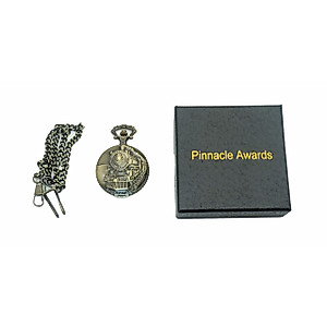 Pinnacle Awards Canada Railroad Regulation Pocket Watch with 2 Chains, Japanese Movement Steam Engine #1