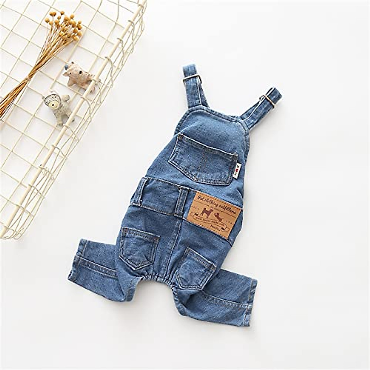 EFEMIR Dog Denim Jumpsuit Costumes Cat Pet Jean Overalls Clothes Fashion Comfortable Blue Pants Clothing for Small Medium Dogs Cats Boy Girl,XXL