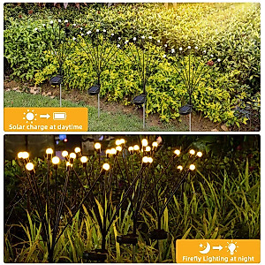 Solar Lights Outdoor, 4Pack Solar Firefly Lights for Outdoor Christmas Decorations, Solar Garden Lights Outdoor Waterproof, Outdoor Solar Lights for Yard, Swaying Outdoor Lights for Patio Decorations