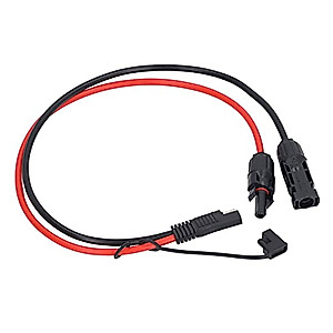 Solar Panel to SAE Adapter Cable 10AWG 0.60m PV Connector Solar Extension Cable with Waterproof Cap for Automobiles, Solar Devices