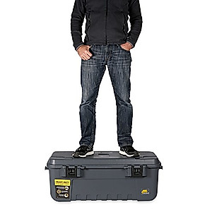 Plano Storage Trunk with Wheels, Gray, Lockable Storage Box, Airline Approved Sportsman Trunk, Hunting Gear and Ammunition Bin, Heavy-Duty Containers for Camping, 108-Quart