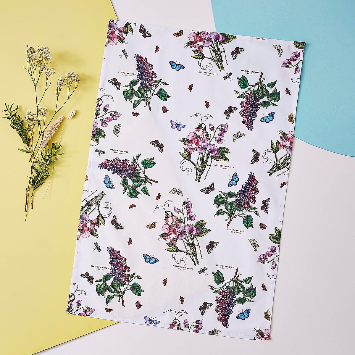 Pimpernel Botanic Garden Collection Tea Towel | Quick Drying Cotton Dish Towel | Multi-Purpose Absorbent Kitchen Towel with Floral Design | Measures 18” x 29”