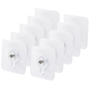 Coufce 10 pcs Adhesive Wall Screws Wall Poster Non-Trace Stick Wall Hook Transparent Nail-Free Wall Sticker Heavy Duty, Waterproof, Rustproof, Oilproof