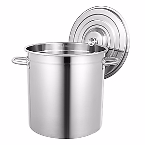 Stainless Steel Cookware Stockpot, Commercial Grade LARGE STOCK POT 37 Quart With Lid - Nickel Free Stainless Steel Cookware Stockpot