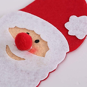 Amosfun 6pcs Christmas Silverware Holder Pockets Santa Snowman Reindeer Knives Forks Bags Cutlery Holders Pockets Christmas Table Decorations