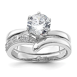 925 Sterling Silver 2 Piece Cubic Zirconia Cz Wedding Band Ring Set Fancy Engagement Fine Jewelry For Women Gifts For Her
