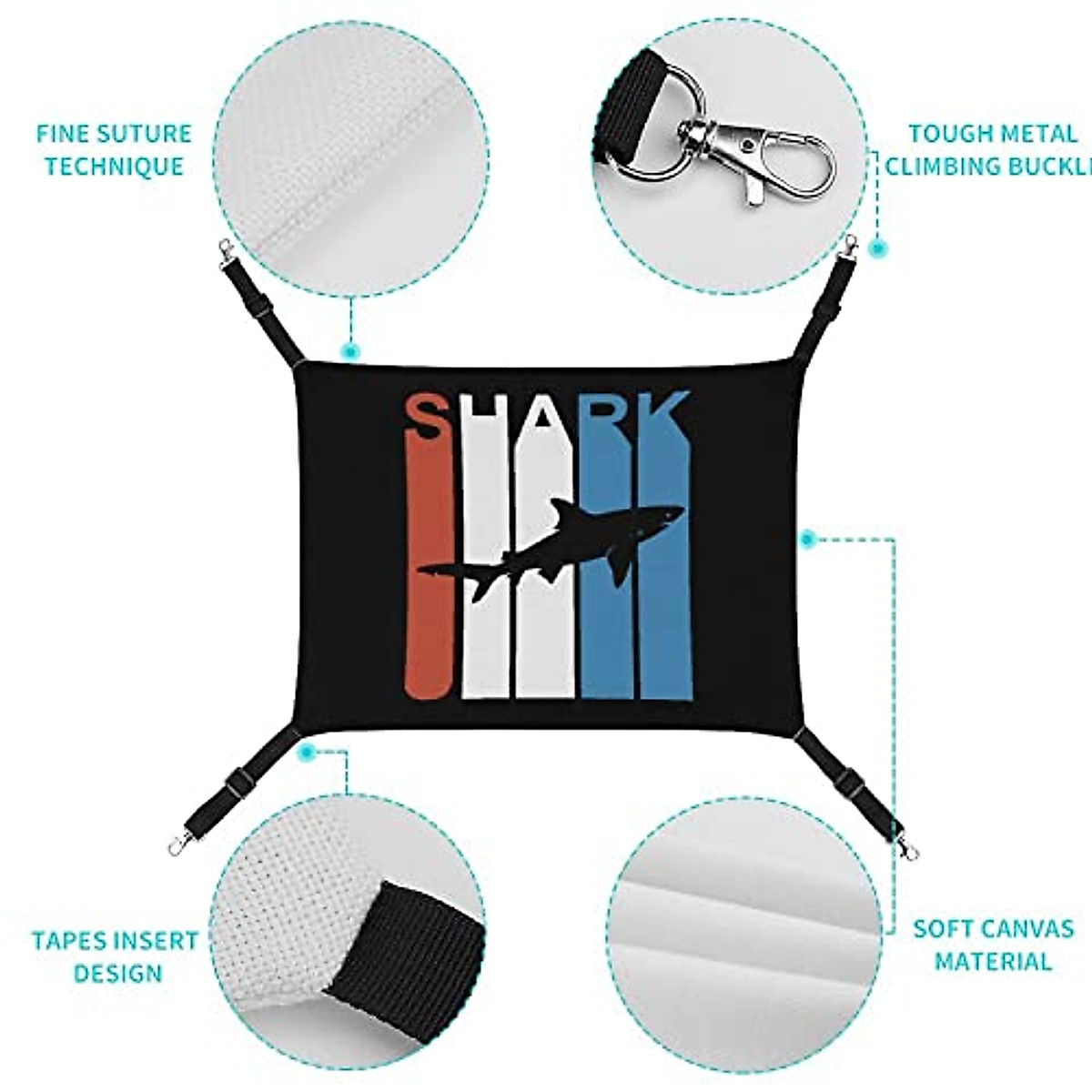 Retro Shark Pet Hammock Comfortable Adjustable Hanging Bed for Small Animals Dogs Cats Hamster