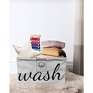 Laundry Room Storage Bins 1 Pack, Large Waterproof Storage Baskets for Shelves Closet, Washing Machine to Washing Clothes Storage Basket Foldable Storage Box Cube Storage Organizer with Handles