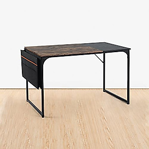 Homy Casa Inc 47 inch Study Storage Bag Space Saving for Home Office, Modern Simple Style PC Metal Frame Computer Desk, Writing Table, Brown, Black