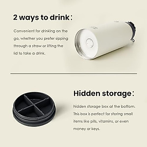 BOTTLE BOTTLE 32oz Insulated Water Bottle Stainless Steel Sport Water Bottle with Straw Dual-use Lid Design for Gym with Pill Box (gray)