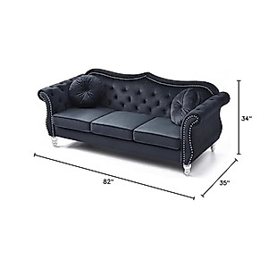 Glory Furniture Hollywood Velvet Sofa in Black