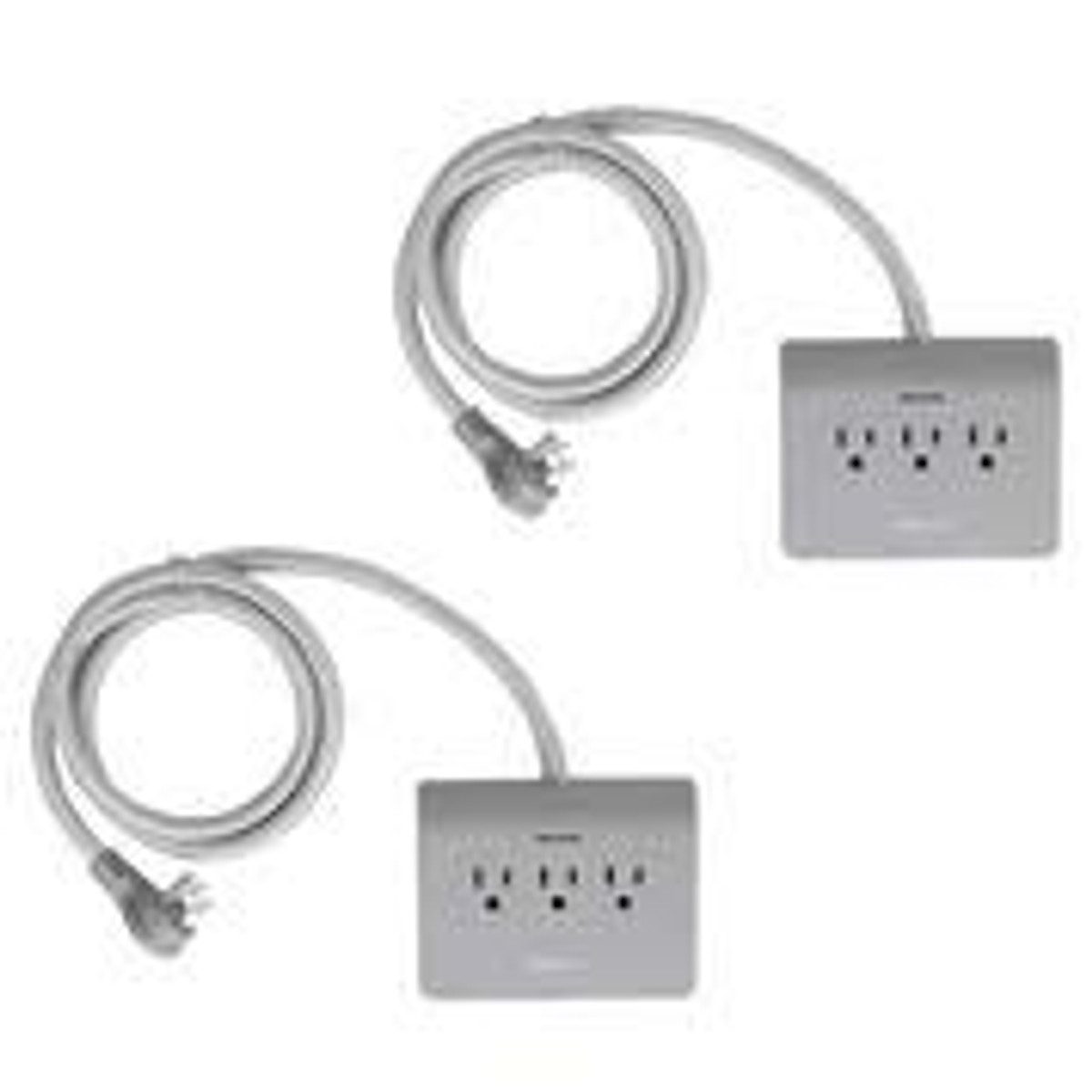 Link2Home EM-TXC202B Surge Protector, 5ft Extension, 3 Outlets Strip, 4 Ports, 4.8A USB, Braided Cable with Low Profile Plug, Grey Fabric Cord Power Dock, 1pk