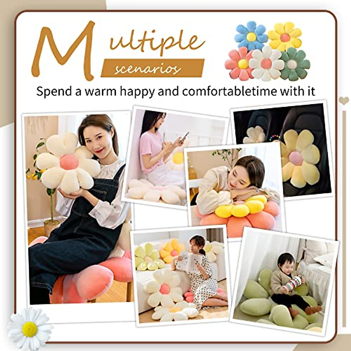 YesMora Flower Pillow Flower Floor Pillow Flower Shaped Pillow Flower Decorative Pillows Daisy Floor Pillow Flower Cushions