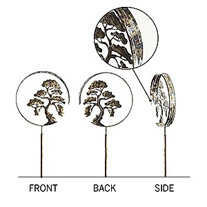 Vivaterra Bonsai Tree Wind Spinner, 63.25" H, Zen Garden Spinner, Recycled Metal Spinner with Outside Metal Sculpture Stake Construction for Patio Lawn & Garden Decoration