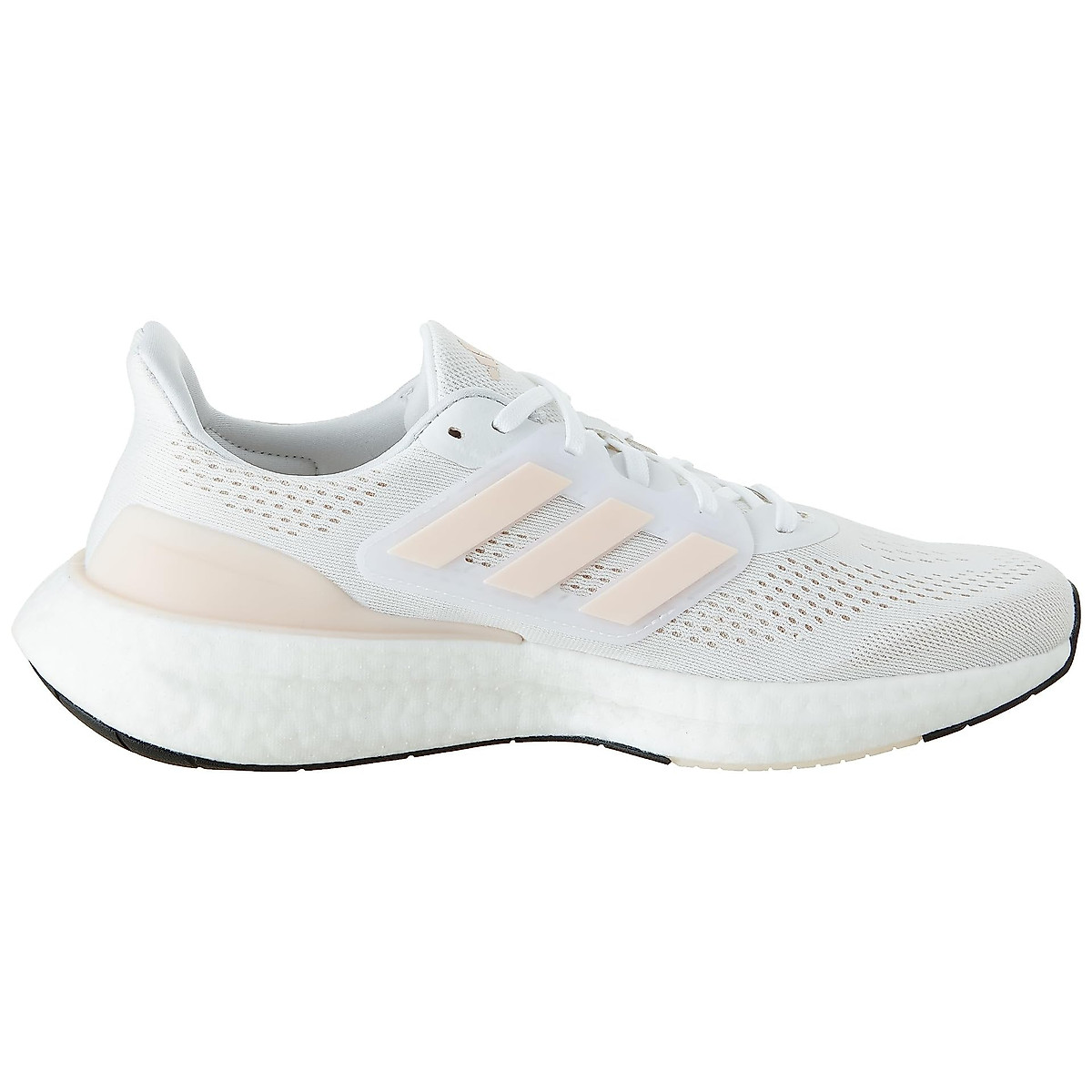 adidas Women's Pureboost 23 Sneaker, White/Wonder Quartz/Core Black, 11