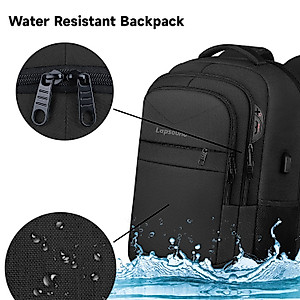 Lapsouno Backpack, Travel Backpack, Laptop Backpack, Durable Extra Large 17.3 Inch Water Resistant TSA Computer Backpack with USB, Anti Theft College School Bag Christmas Gifts for Men Women, Black