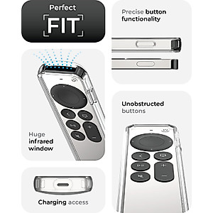 TotalMount Air Rim Case for Apple TV Remotes – Slim, Hybrid Apple TV Remote Case with Ultimate Drop Protection – Clear