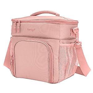 Bentgo® Prep Deluxe Multimeal Bag - Premium Insulation up to 8 Hrs with Water-Resistant Exterior & Interior, Extra Large Lunch Bag Holds 4 Meals & Snacks - Great for All Day Meal Prep (Blush)