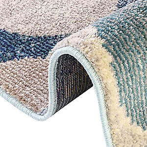 Unique Loom Chromatic Collection Modern Bokeh & Vibrant Abstract Area Rug for Any Home Décor, 5 x 8 ft, Navy Blue/Beige