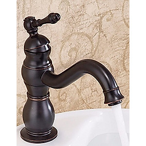 SJQKA-Faucet All copper bronze black European antique dish basin faucet kitchen faucet can rotate the general tap Basin