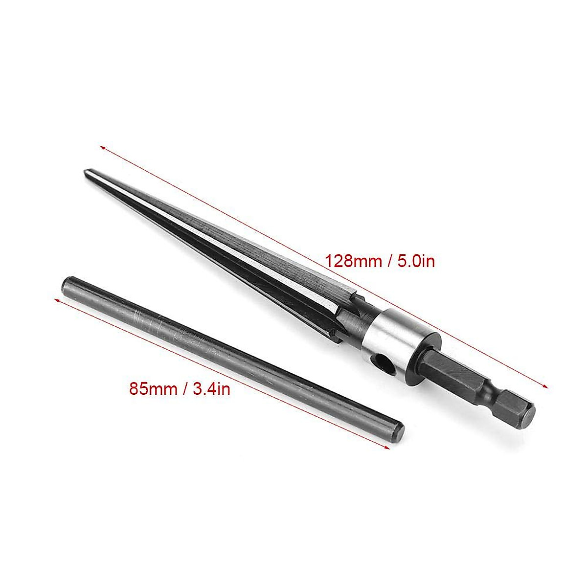 Handheld T Shape Tapered Hex Reamer Bridge Pin Hole Carbon Steel Handle Drilling Tool for Taper Holes on Top of Planks, Chamfering, Screw Sinking Holes